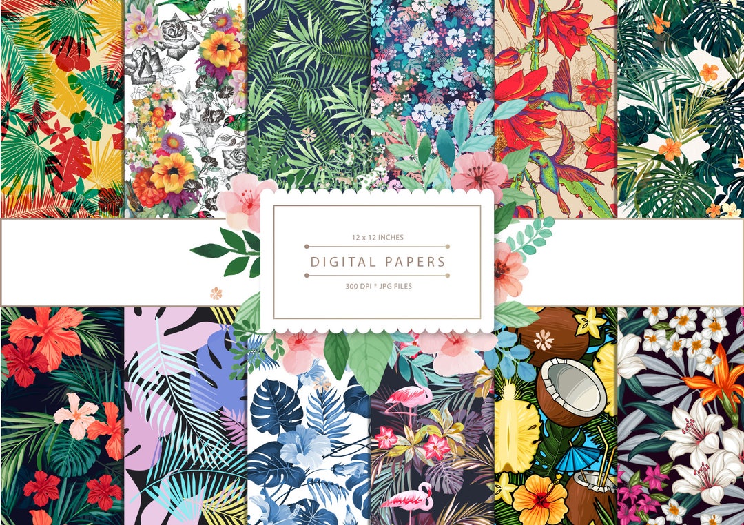 DIGITAL PAPERS Tropical Seamless Patterns | Graphic Resources Printable ...