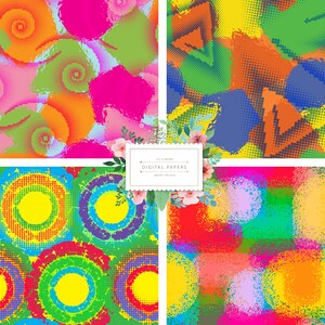 DIGITAL PAPERS Colorful Seamless Patterns | Graphic Resources Printable ...