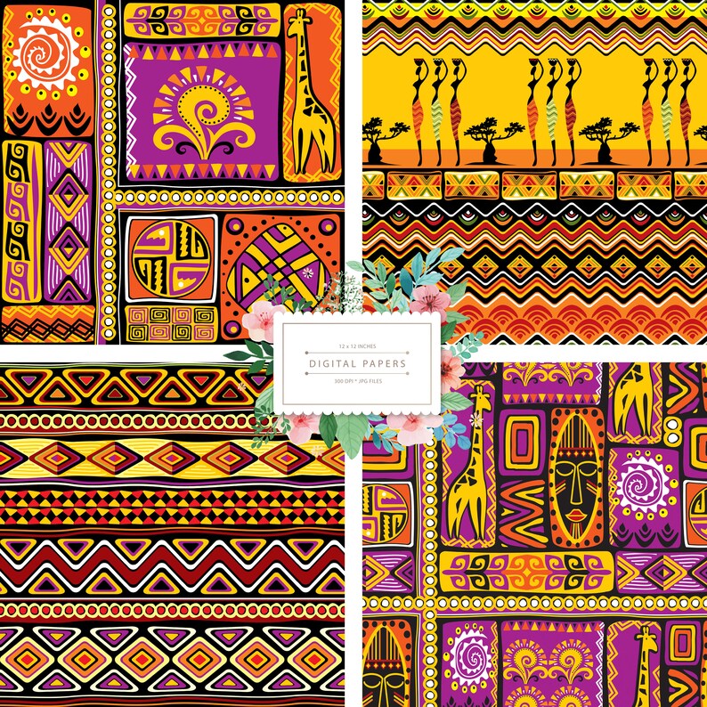 DIGITAL PAPERS African and Asian Patterns Graphic Resources - Etsy