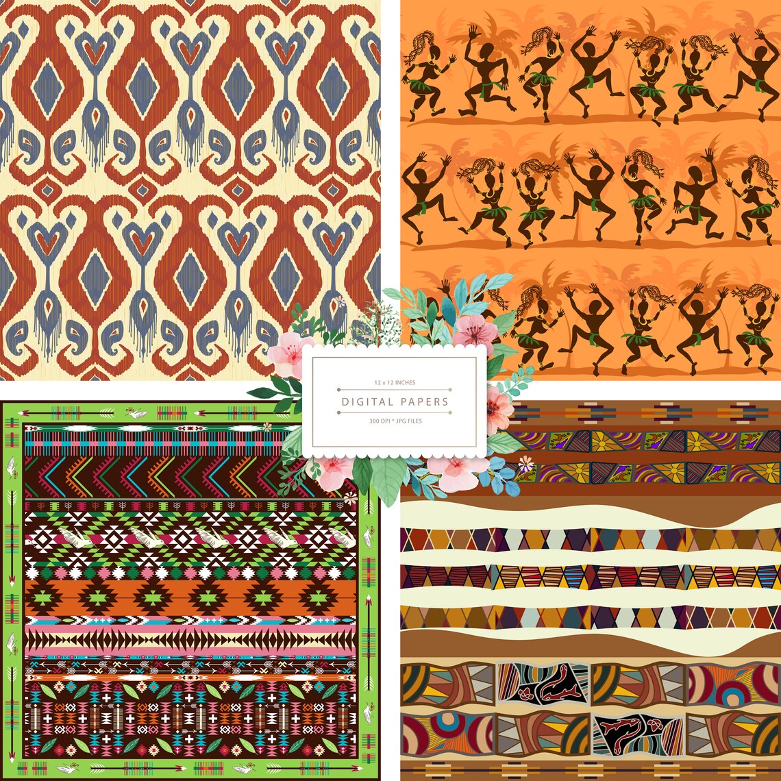 DIGITAL PAPERS Ethnic and Tribal Patterns Graphic Resources | Etsy