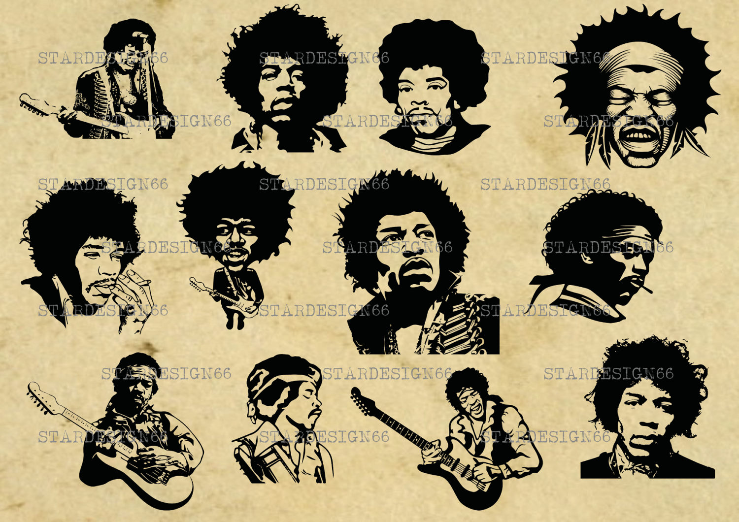 Jimi Hendrix Silhouette Vector