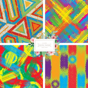 DIGITAL PAPERS Colorful Seamless Patterns | Graphic Resources Printable ...