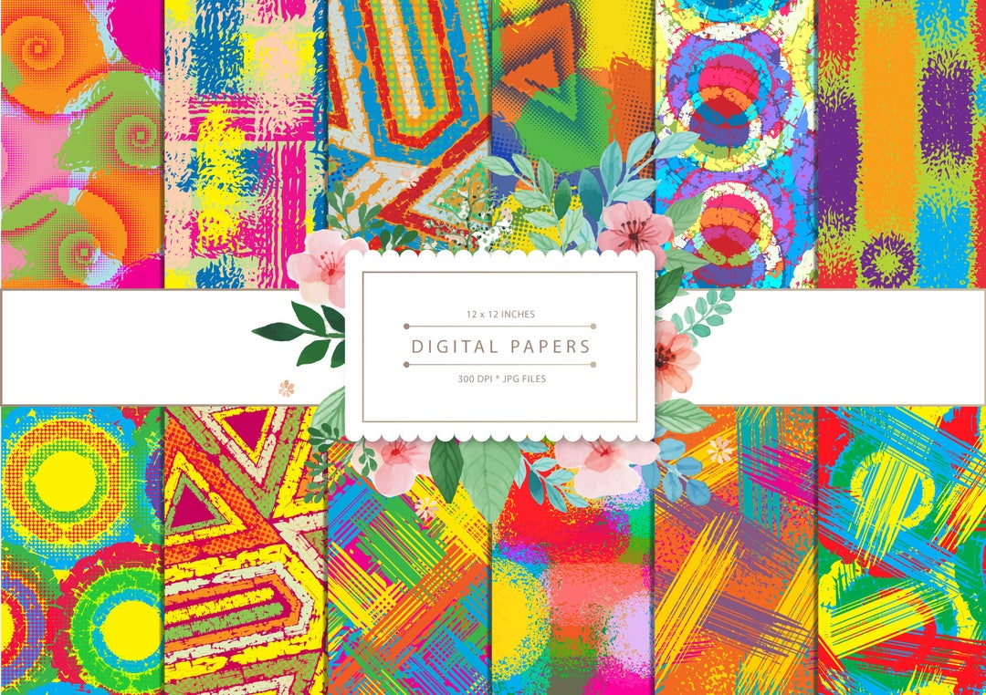 DIGITAL PAPERS Colorful Seamless Patterns | Graphic Resources Printable ...