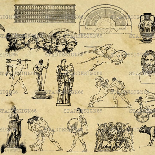 Greek Mythology Clipart Watercolor Digital Download Greece - Etsy