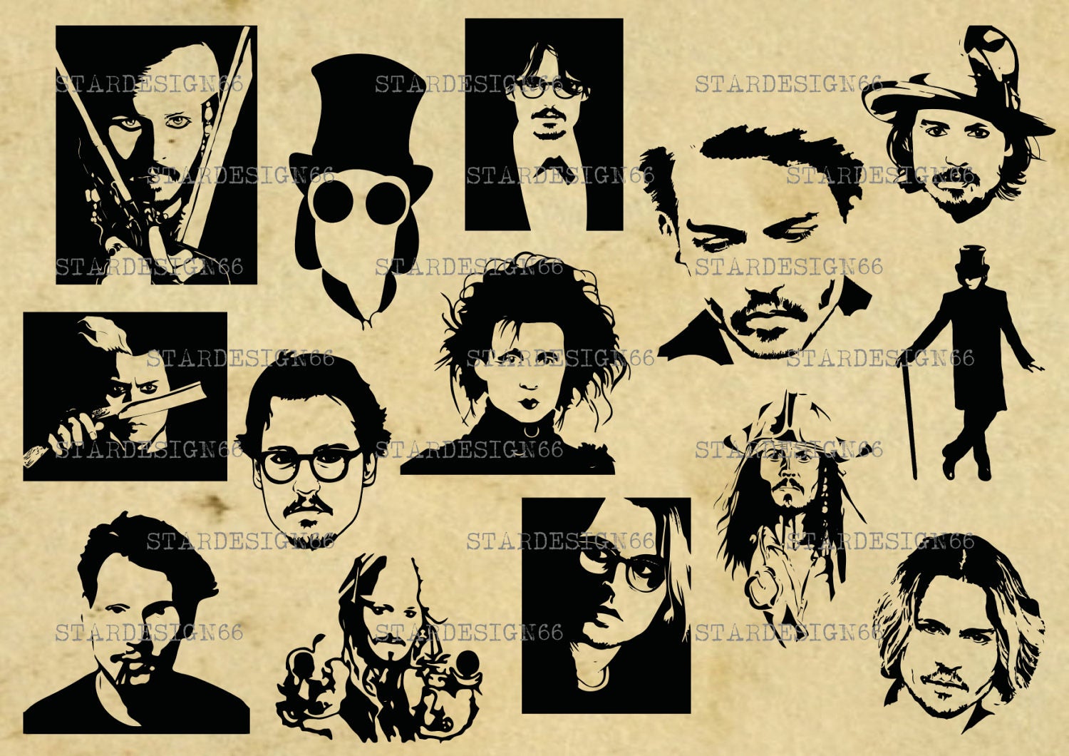 Digitale SVG PNG JPG Johnny Depp, Sagoma, Vettore, Clipart, Download ...