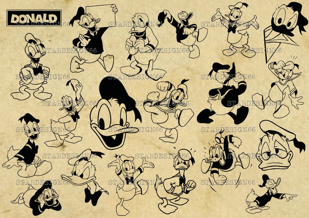 Digitale SVG PNG JPG Paperino, Sagoma, Vettore, Clipart, Download ...