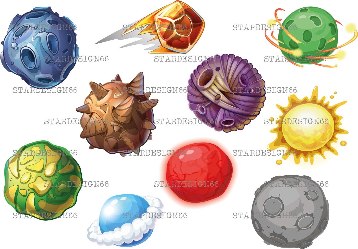 Digital EPS PNG JPG Planets solar system space vector | Etsy