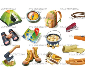 Premium Vector Clipart Kawaii Camping Clipart (Download Now) - Etsy