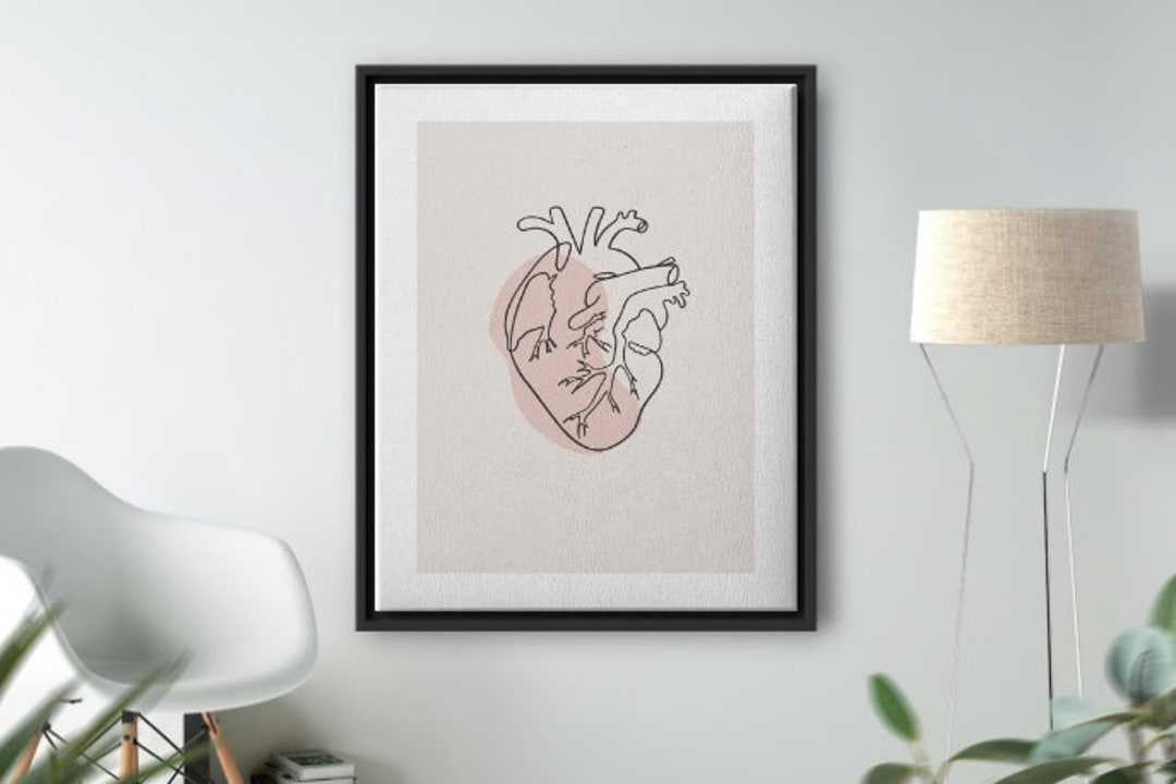 Line Art Anatomy Heart Canvas Print 1600*2000px - Etsy