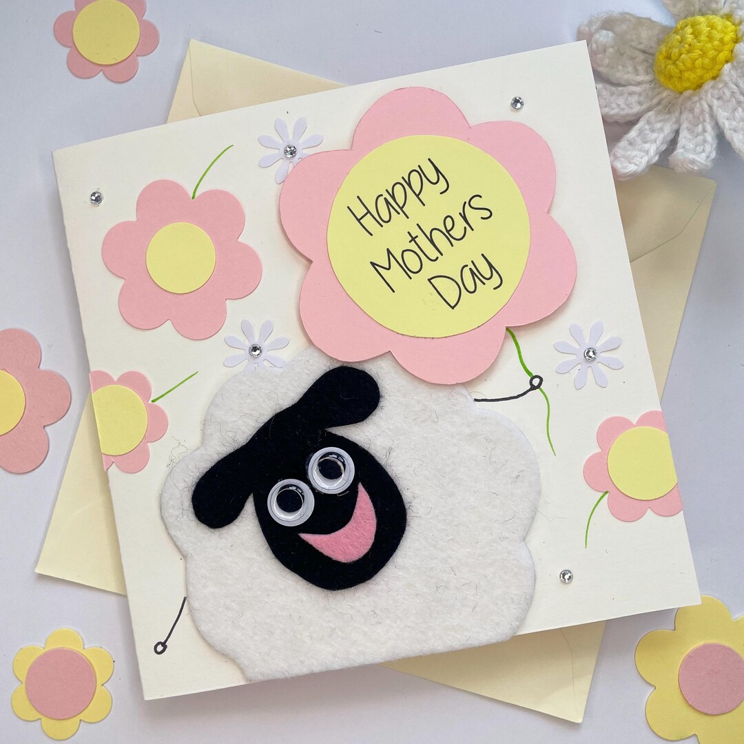 Sheep Mothers Day Greetings Card / Handmade / Mothering Sunday / Happy ...