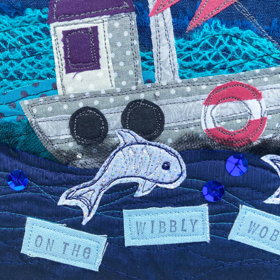 Fishing Boat Textile Art / Mixed Media Framable Art / Sea - Etsy