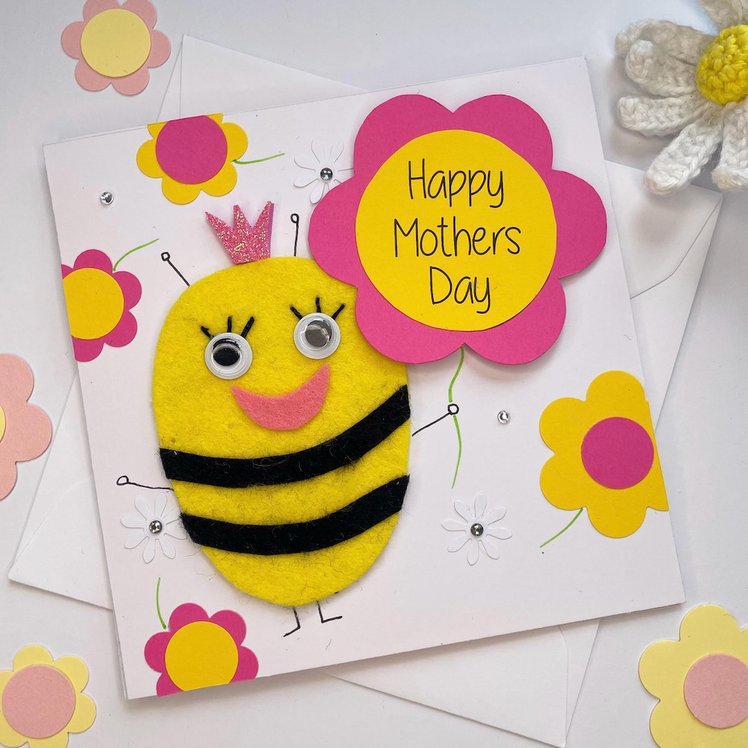 Bumble Bee Mothers Day Card / Handmade Greetings Card / Mothering ...