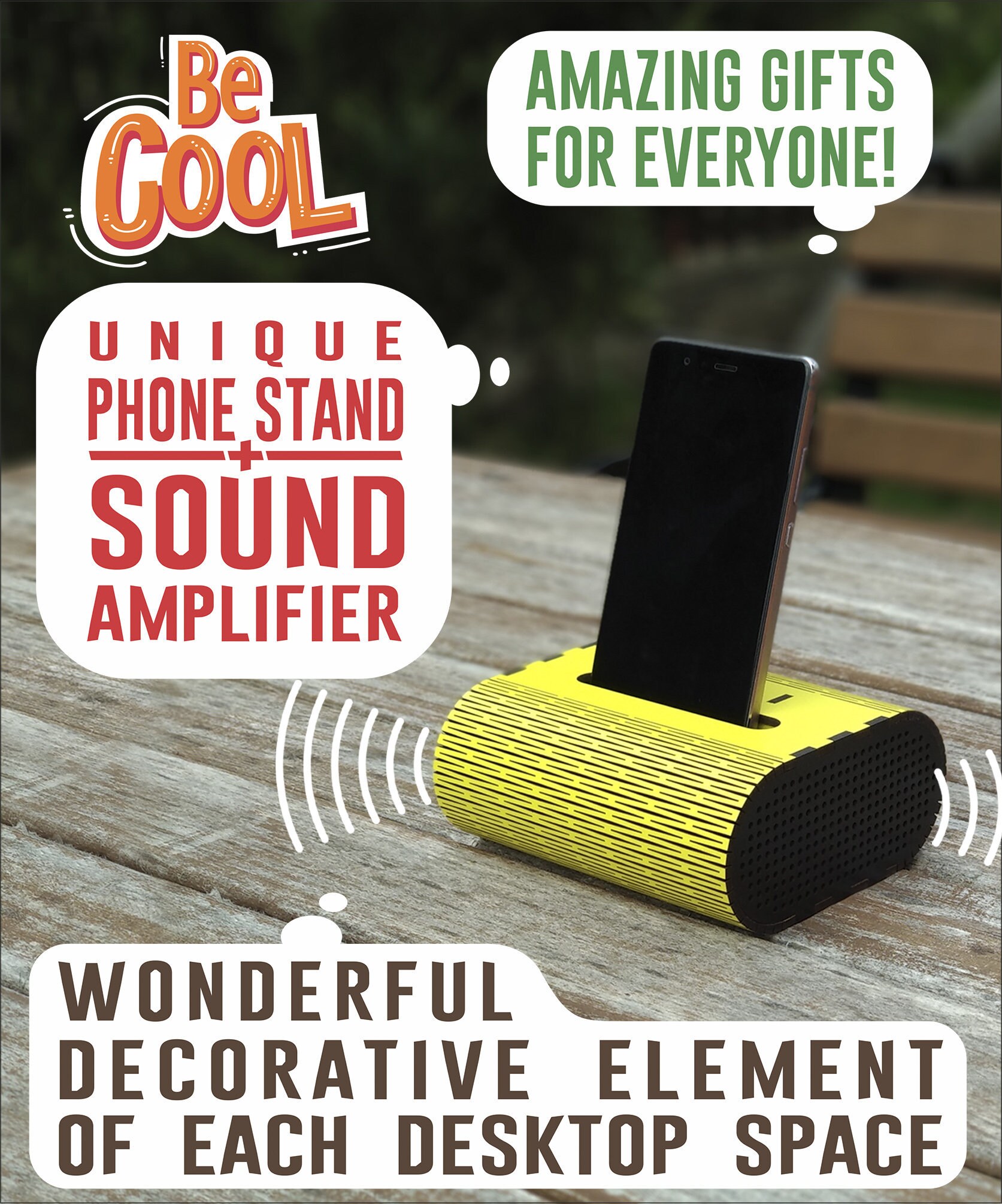 Yellow Stands Phone Smartphone Passive Speaker Amplifier HDF Smartbox ...