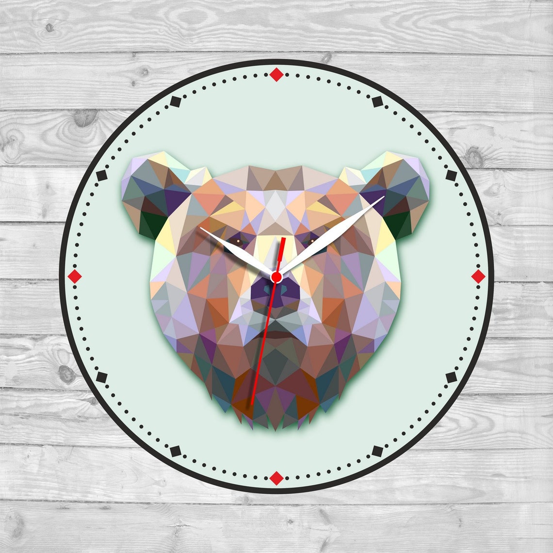 Clock Bear Clock Bear Head Wooden Clock HDF Clock HDF Bear Gift for ...