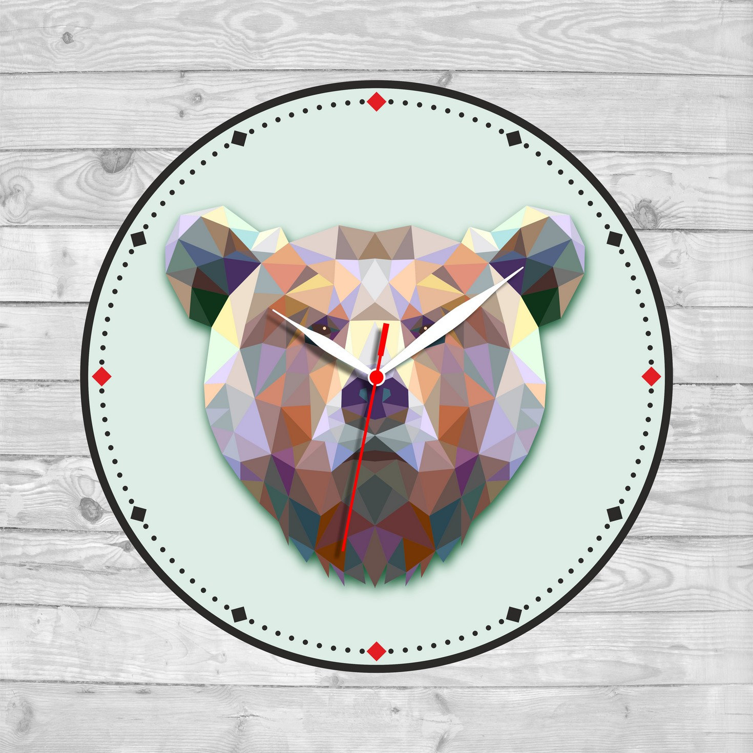 Clock Bear Clock Bear Head Wooden Clock HDF Clock HDF Bear Gift for ...