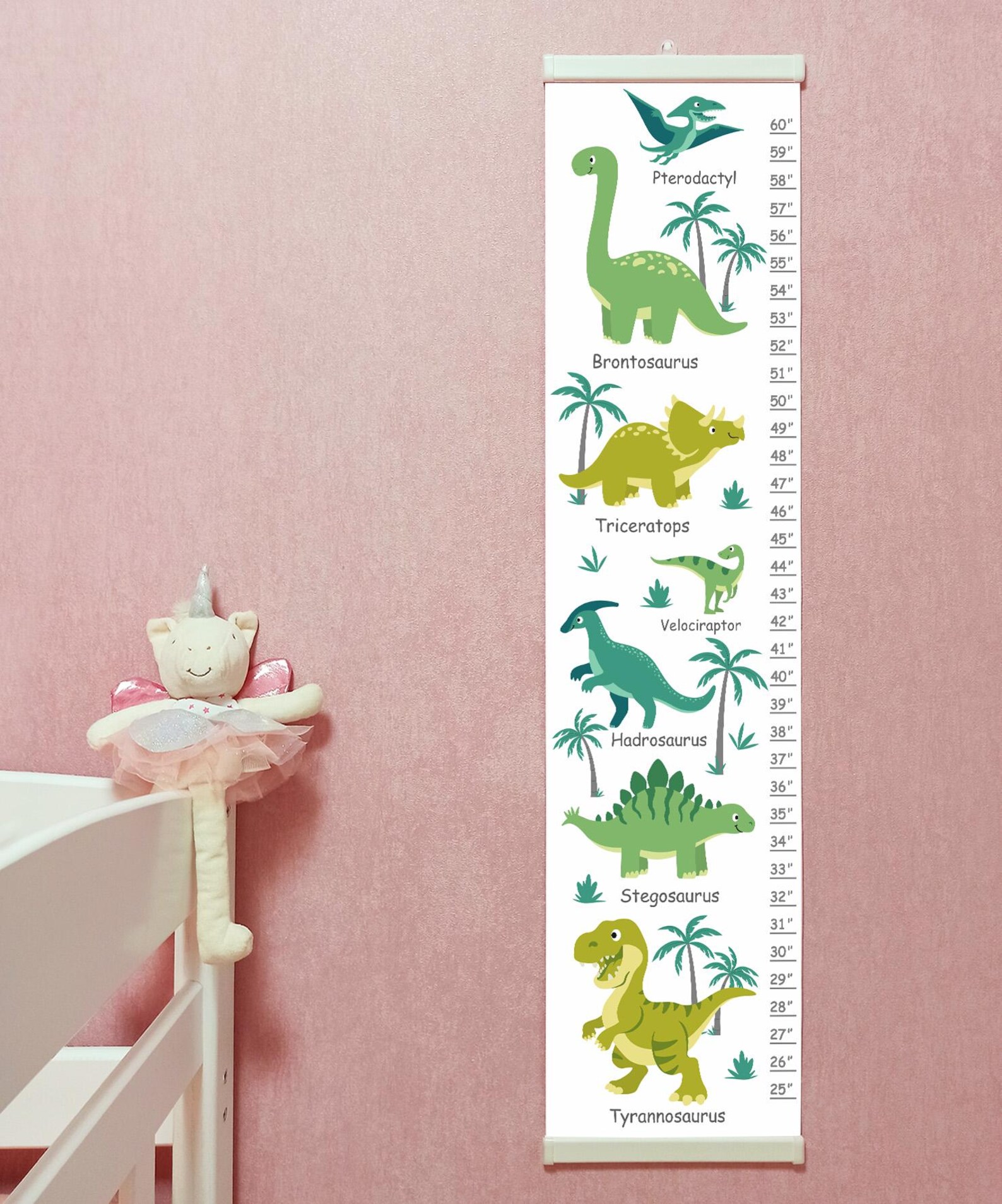 Dinosaur Chart Height Charts Kids Wild Animals Personalised Height ...
