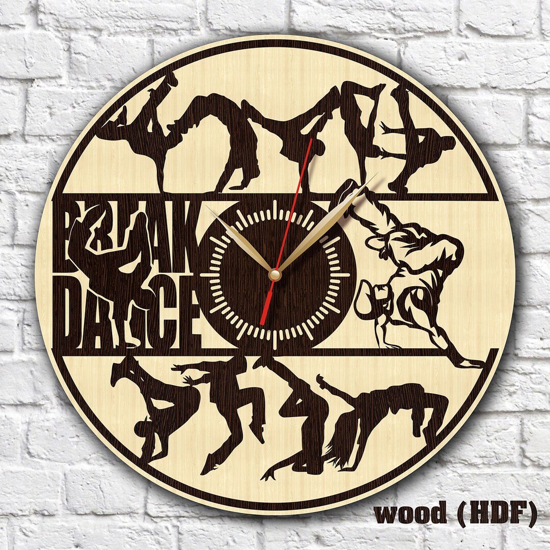 Break Dance Clock Wooden Clock HDF Clock Housewarming Gift Wall Art ...