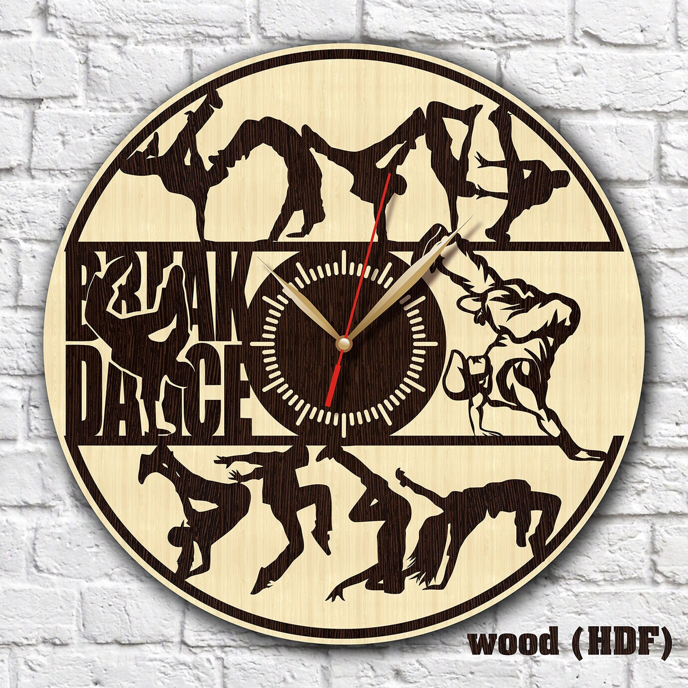 Break Dance Clock Wooden Clock HDF Clock Housewarming Gift Wall Art ...
