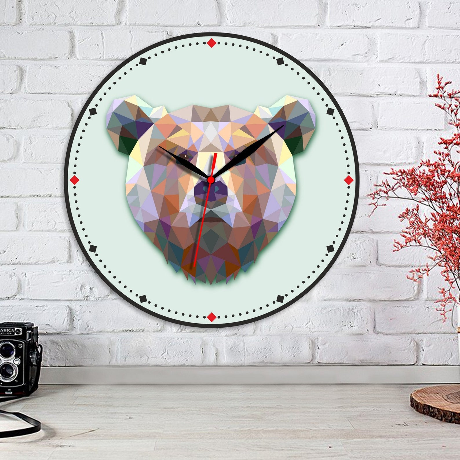 Clock Bear Clock Bear Head Wooden Clock HDF Clock HDF Bear Gift for ...