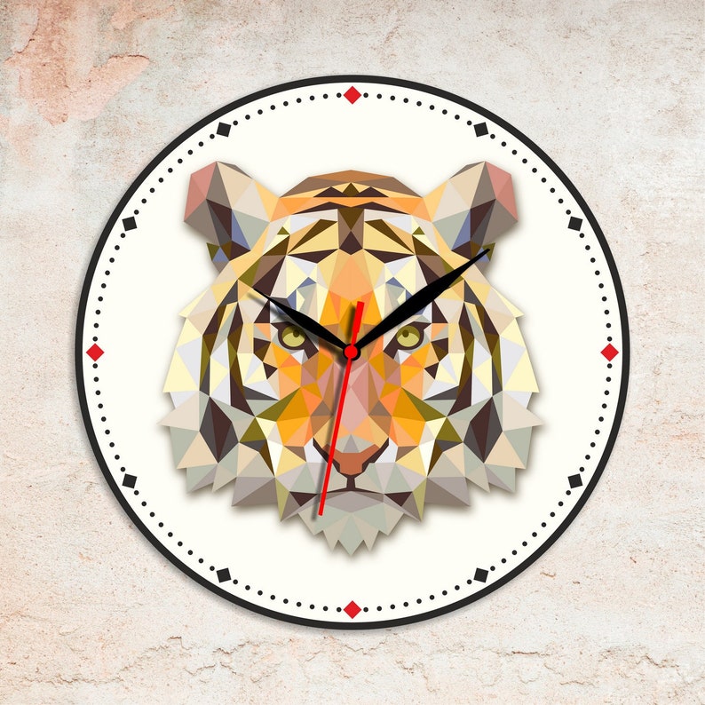 Polygonal Tiger Animals Clock Geometric Tiger Home and Decor - Etsy