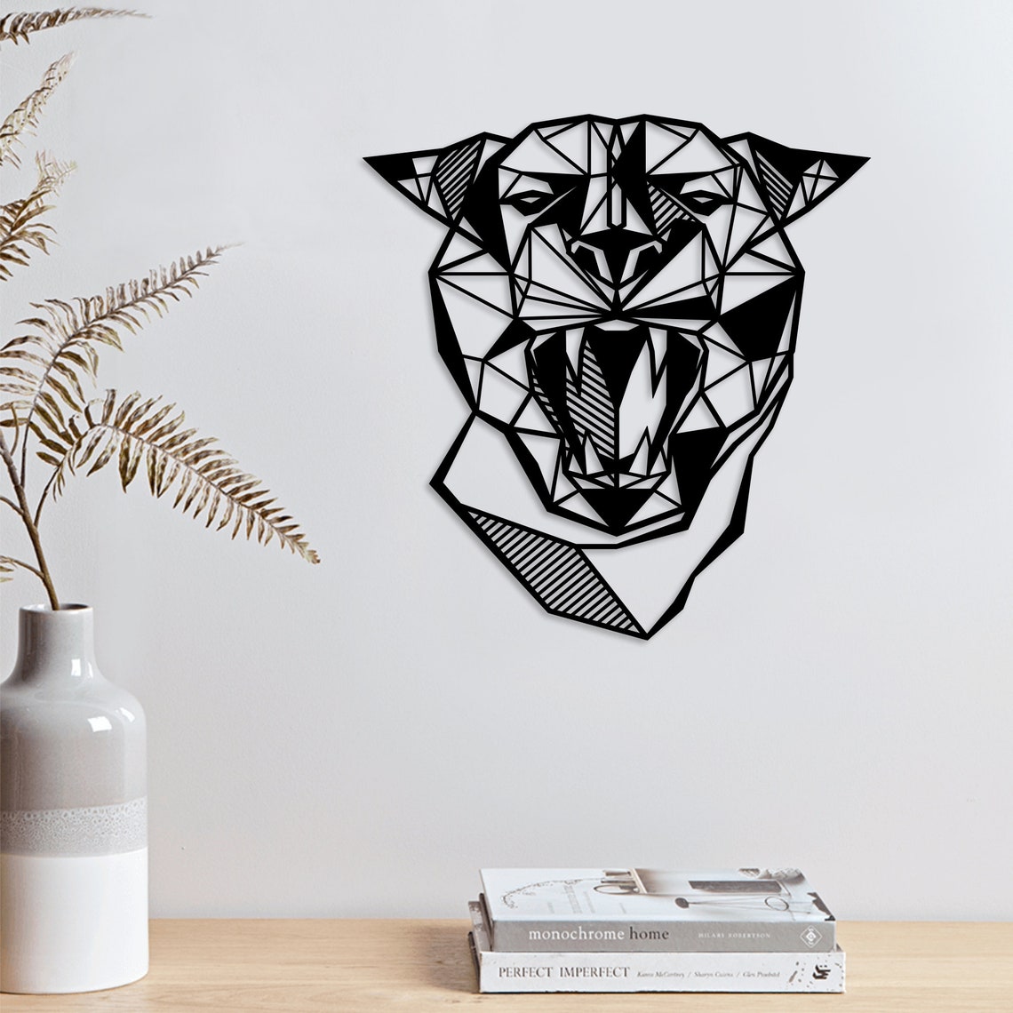 Puma Head Geometric Puma Minimalist Art Office Wall Decor Angry Puma ...