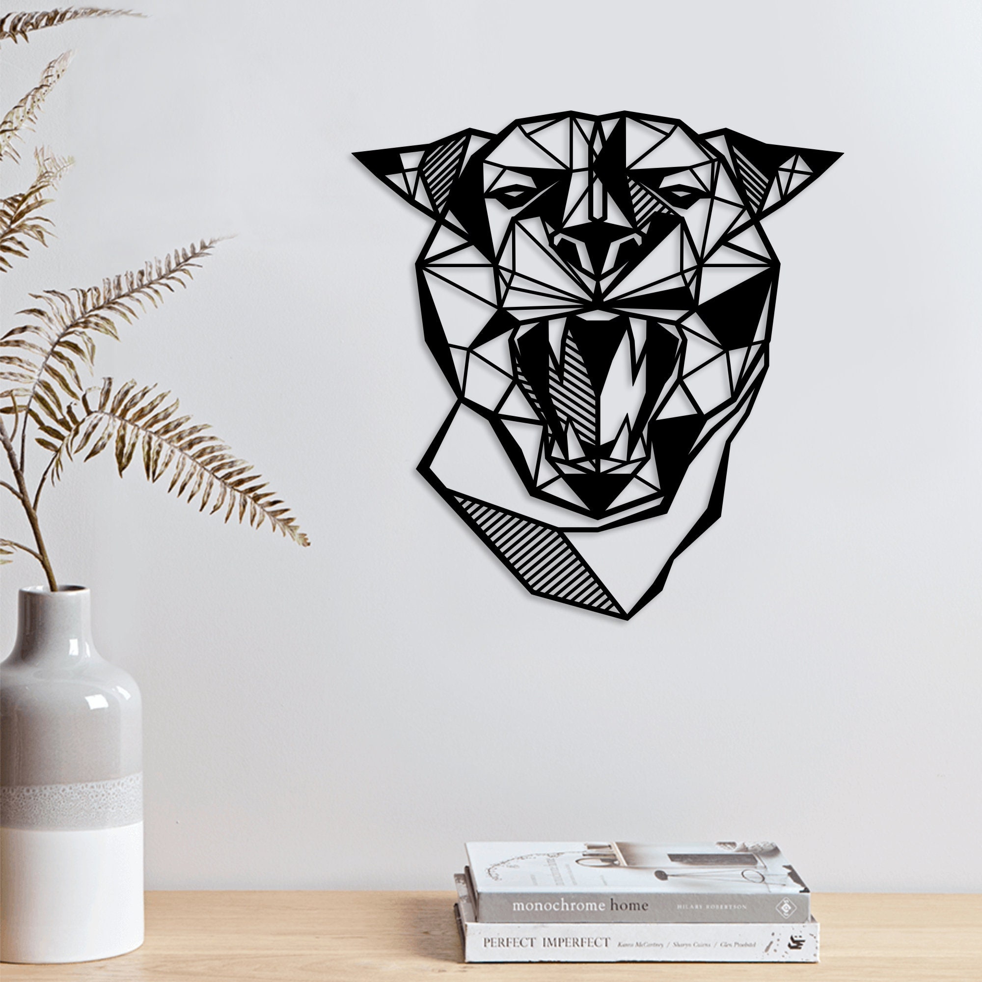 Puma Head Geometric Puma Minimalist Art Office Wall Decor Angry Puma ...