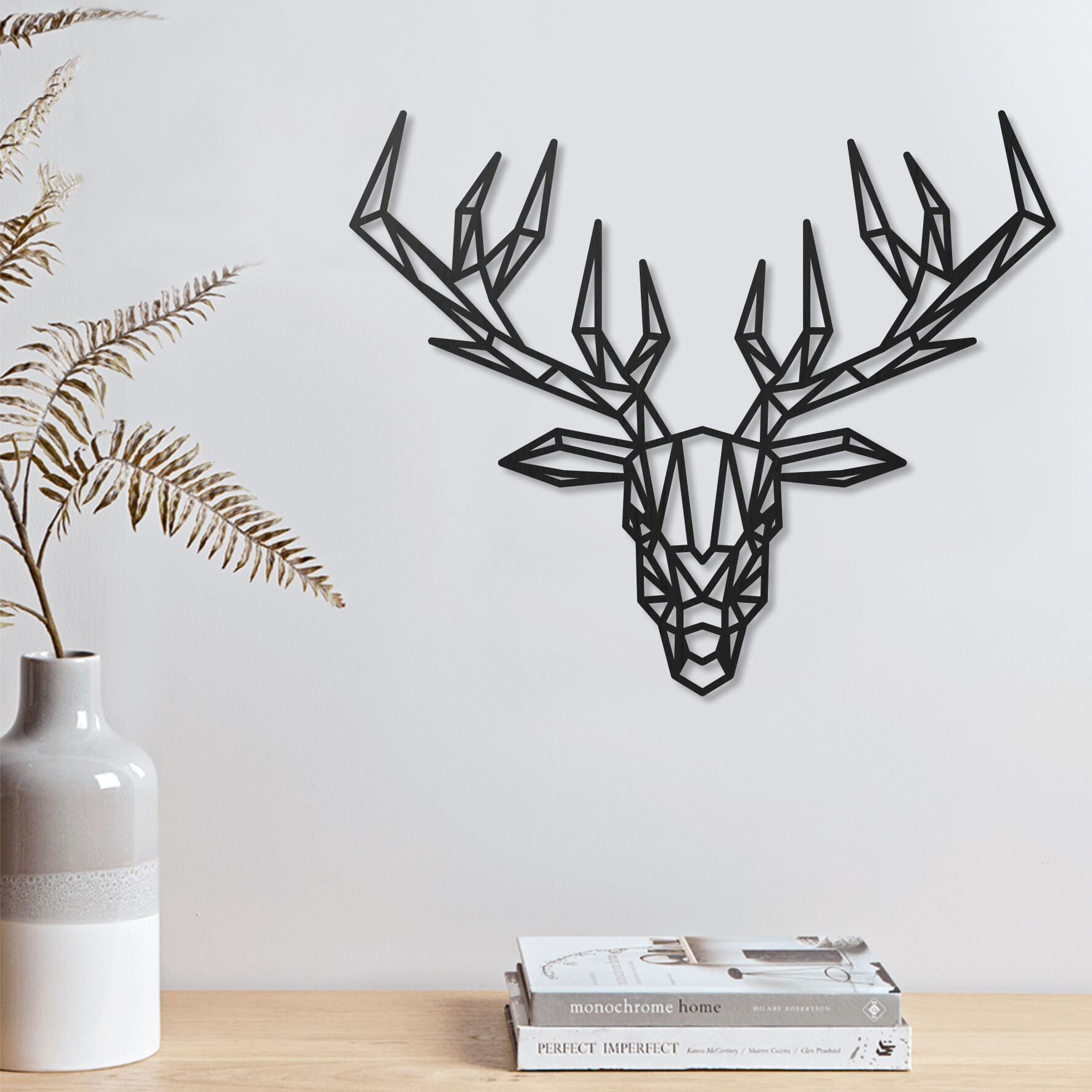Geometric Deer Deer Polygonal Decor Animals Geometric Modern Decor Wood ...