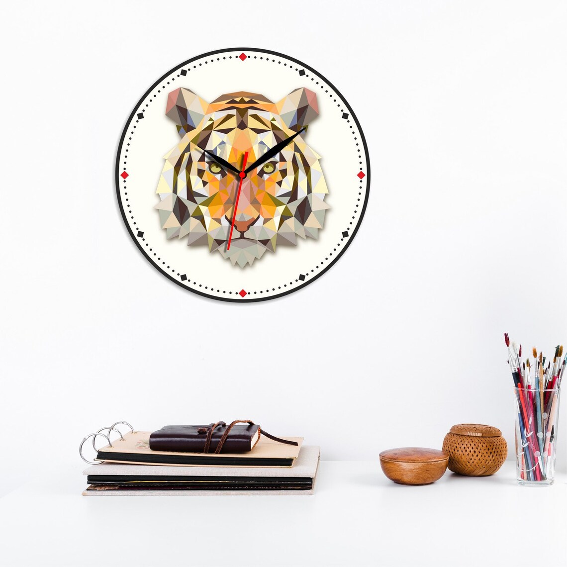 Polygonal Tiger Animals Clock Geometric Tiger Home and Decor - Etsy