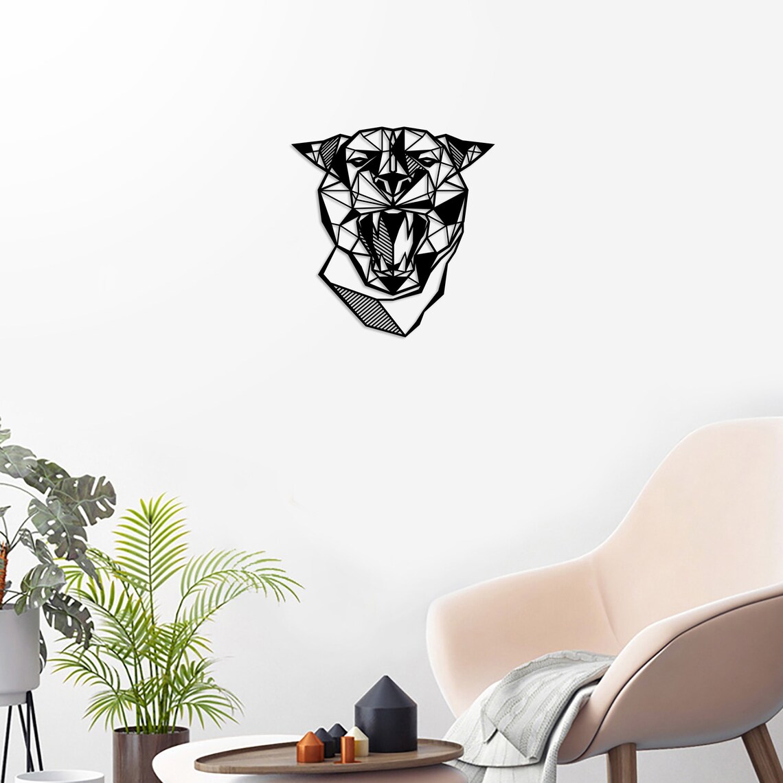 Puma Head Geometric Puma Minimalist Art Office Wall Decor Angry Puma ...