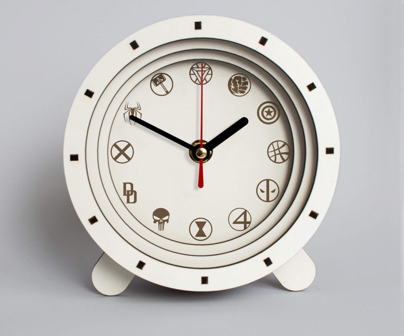 Custom Clock White Superheroes Meeting of Heroes Superheroes - Etsy