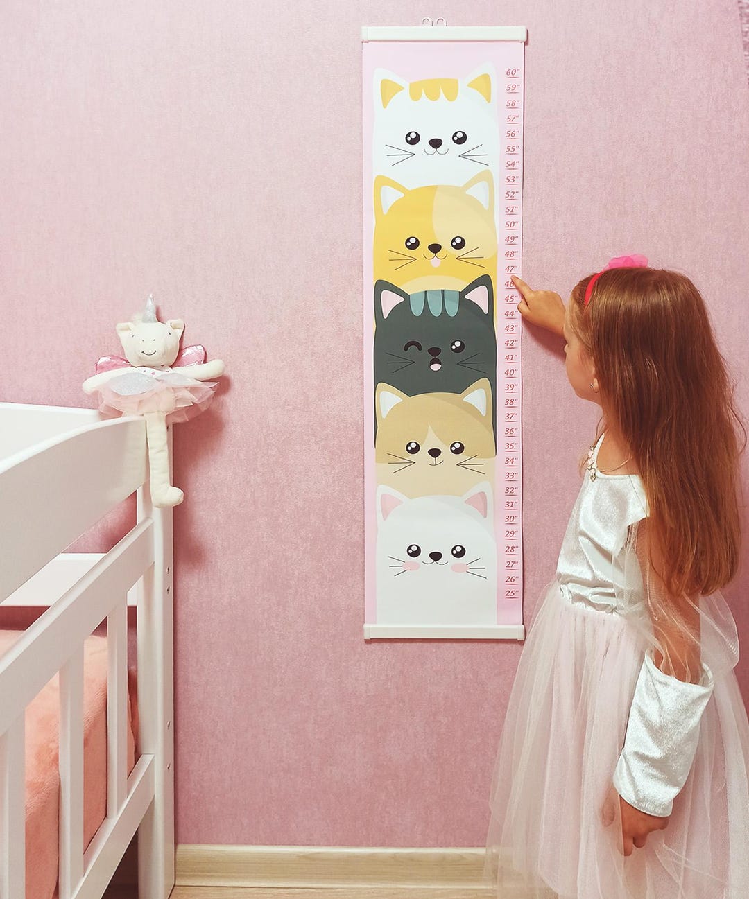 Cat Growth Chart Height Charts Pink Cat Height Meter Personalised Tree ...