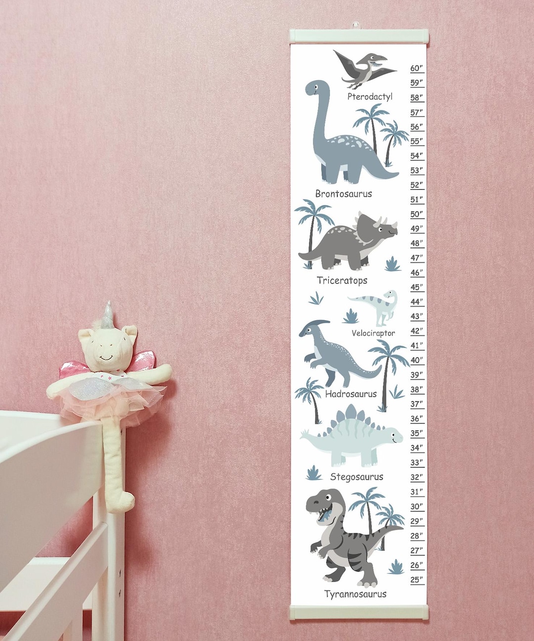 Dinosaur Chart Height Charts Kids Wild Animals Personalised Height ...