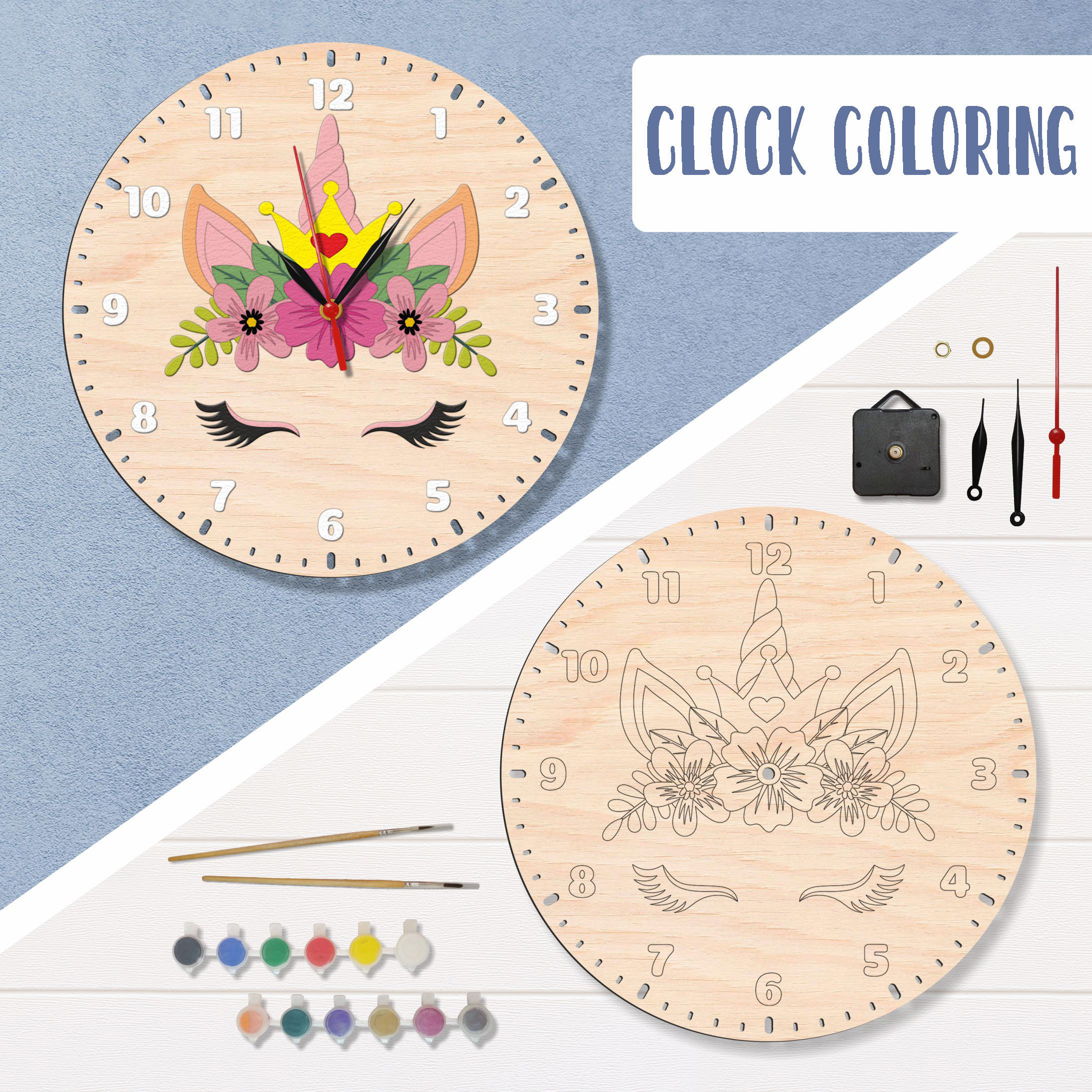 Coloring Clock Unicorn Unicorn Clock Unicorn Wall Clock Girls Clock ...
