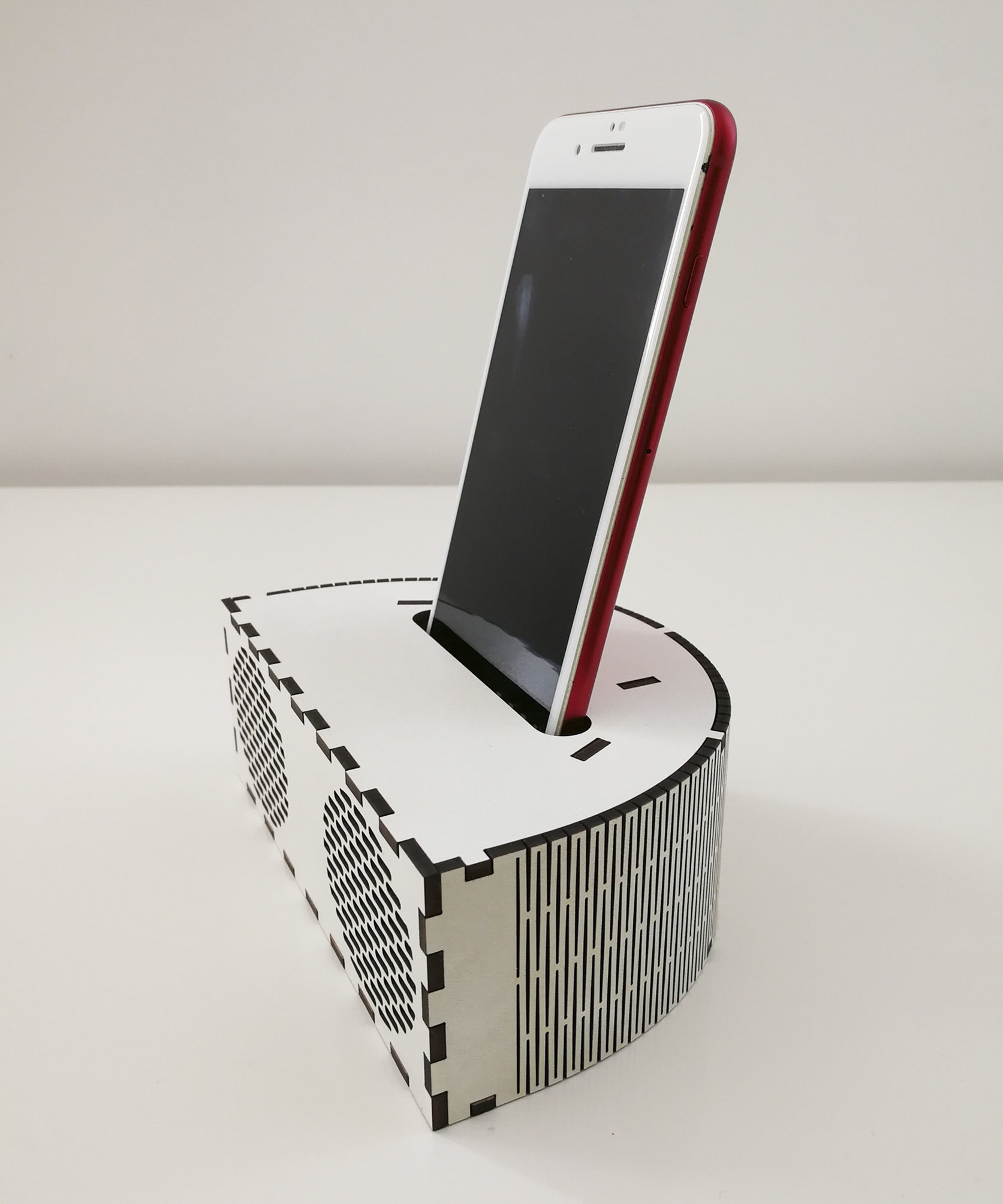 White Music Speaker Phone Wood Holder Sound Amplifier Wooden - Etsy