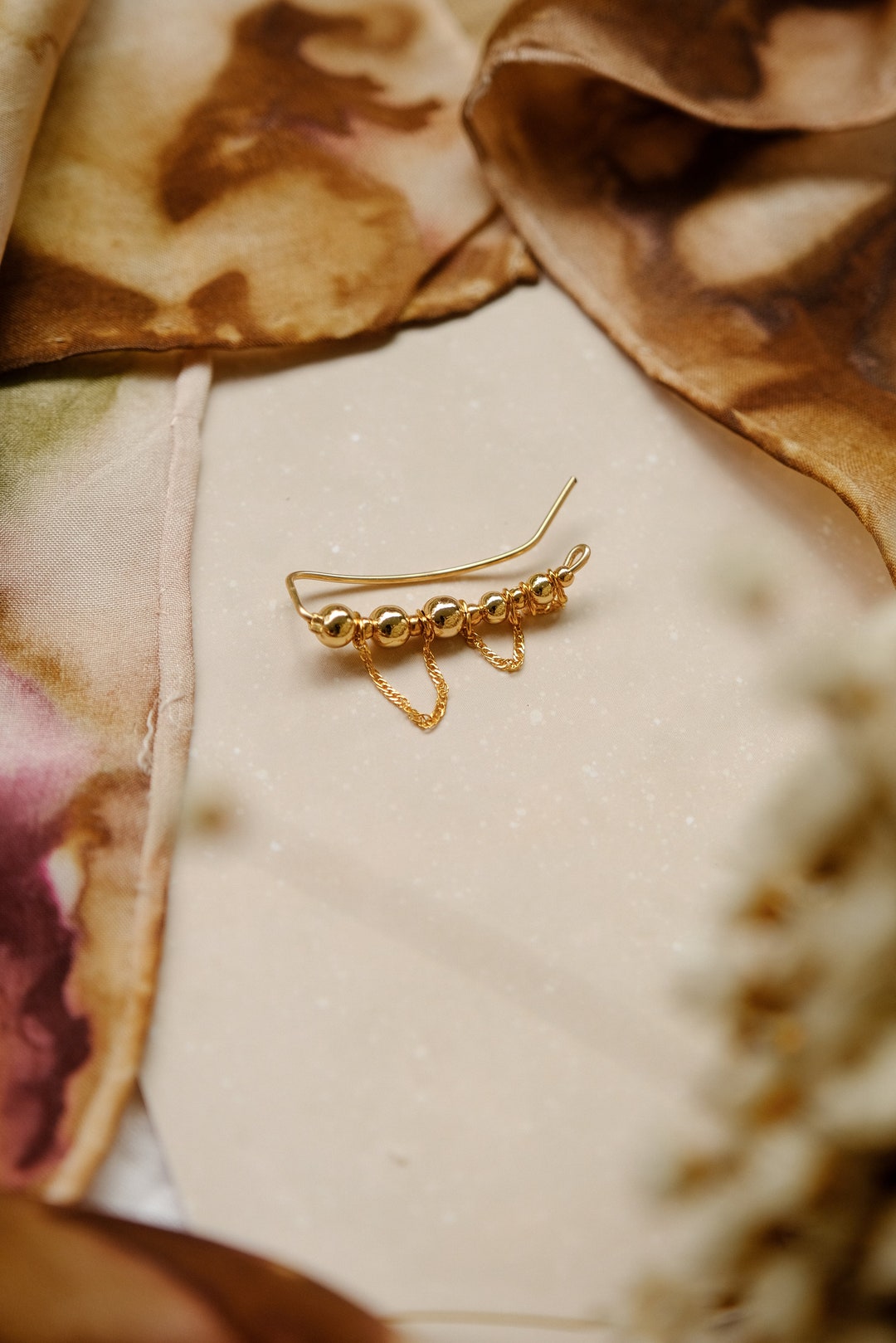 Monoboucle "verdandi" Climber - Doré à L'or Fin - Bijou D'oreille - Boucles D'oreilles - Chaîne ...