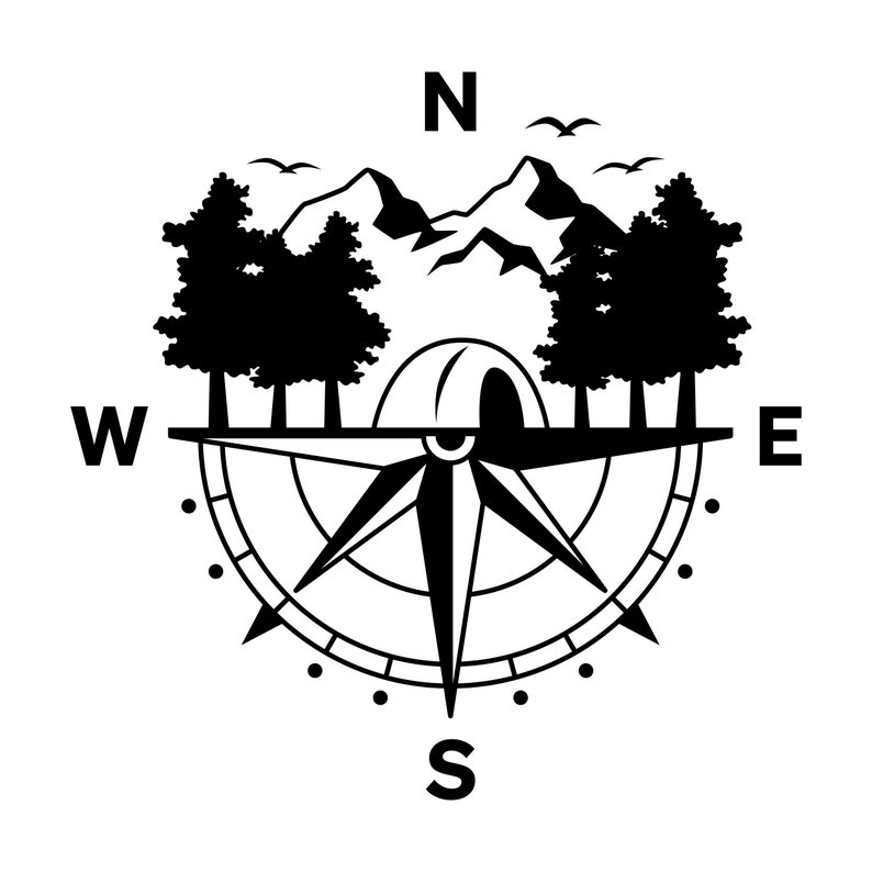 HALF COMPASS DECAL Camping Sticker Camper Van & Mountains - Etsy