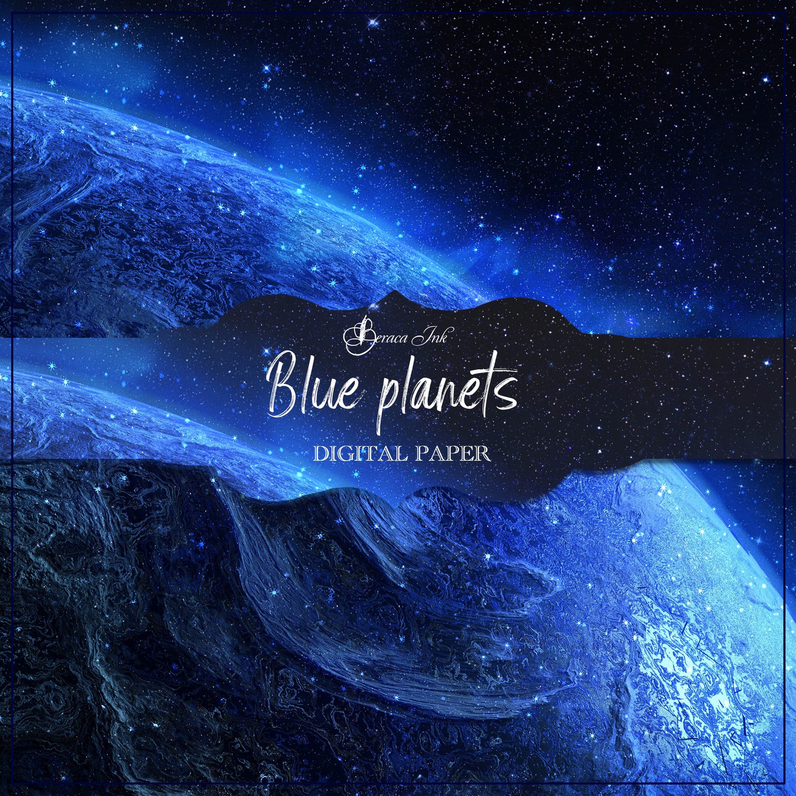 Blue Planets Digital Paper Galaxy Backdrop Outer Space - Etsy