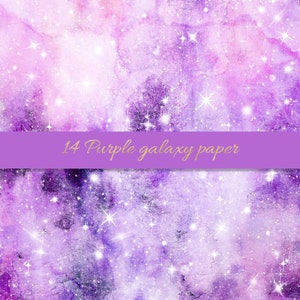 Purple Galaxy Digital Paper, Galaxy Pattern, Purple Watercolor, Unicorn ...