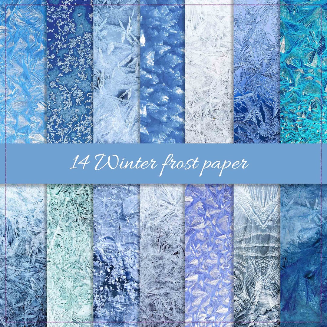 Winter Frost Digital Paper, Ice Pattern, White Christmas, Blue Winter ...