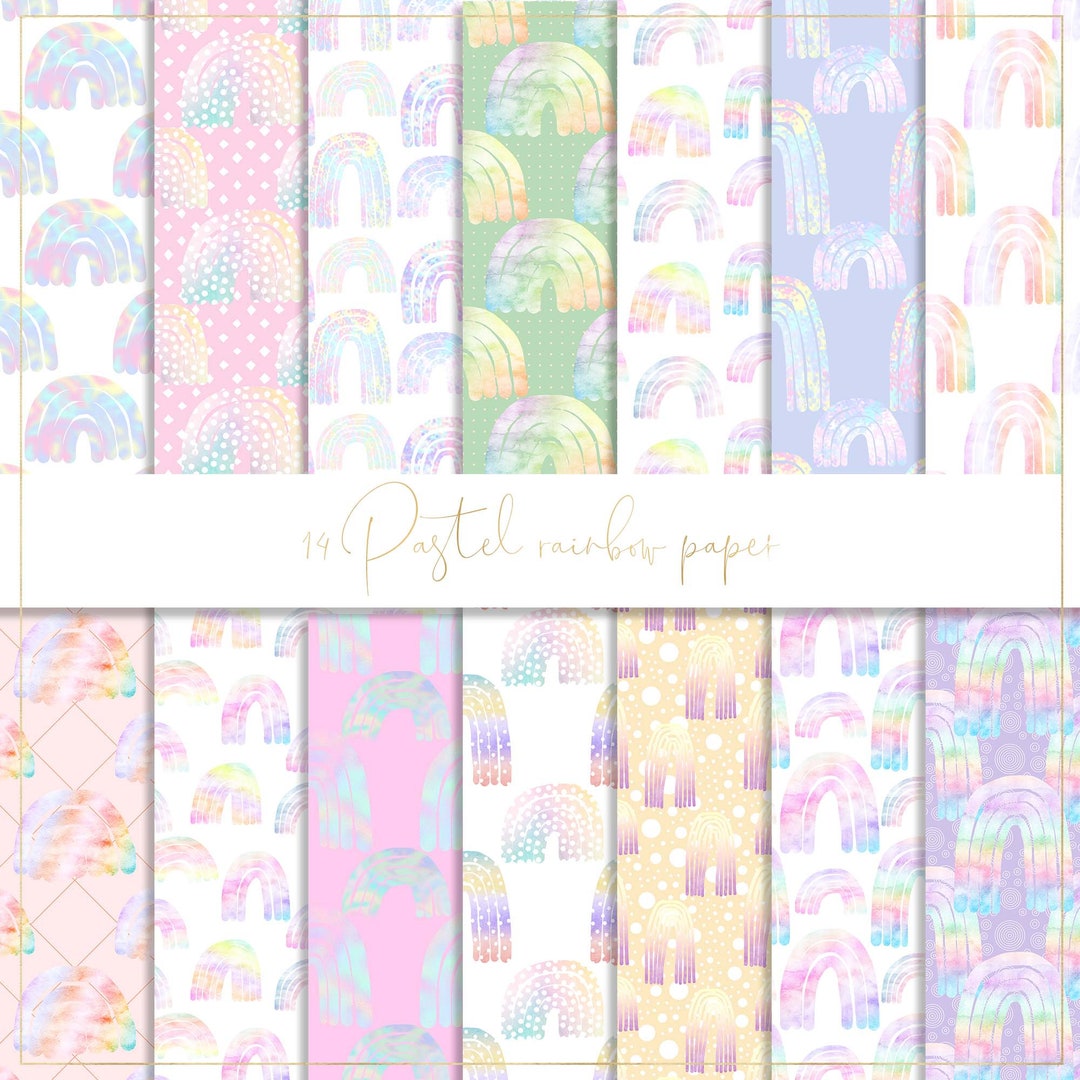 Pastel Rainbow Digital Paper, Rainbow Seamless Pattern, Pastel ...