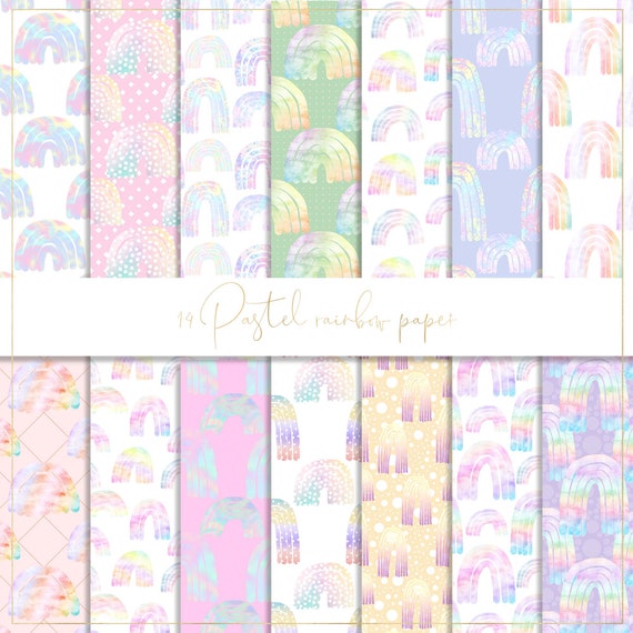 Pastel Rainbow Digital Paper Rainbow Seamless Pattern Pastel | Etsy
