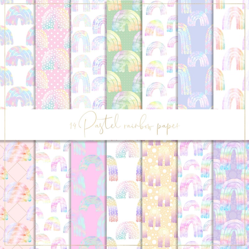 Pastel Rainbow Digital Paper - Etsy