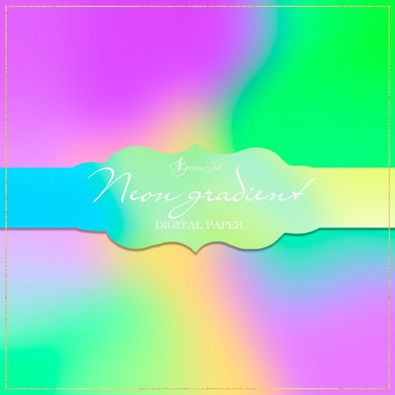 Neon Gradient Digital Paper, Gradient Pattern, Rainbow Ombre, Neon ...