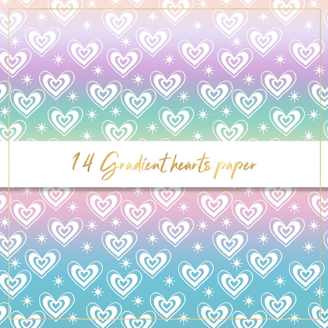 Gradient Hearts Digital Paper Rainbow Hearts Pattern - Etsy