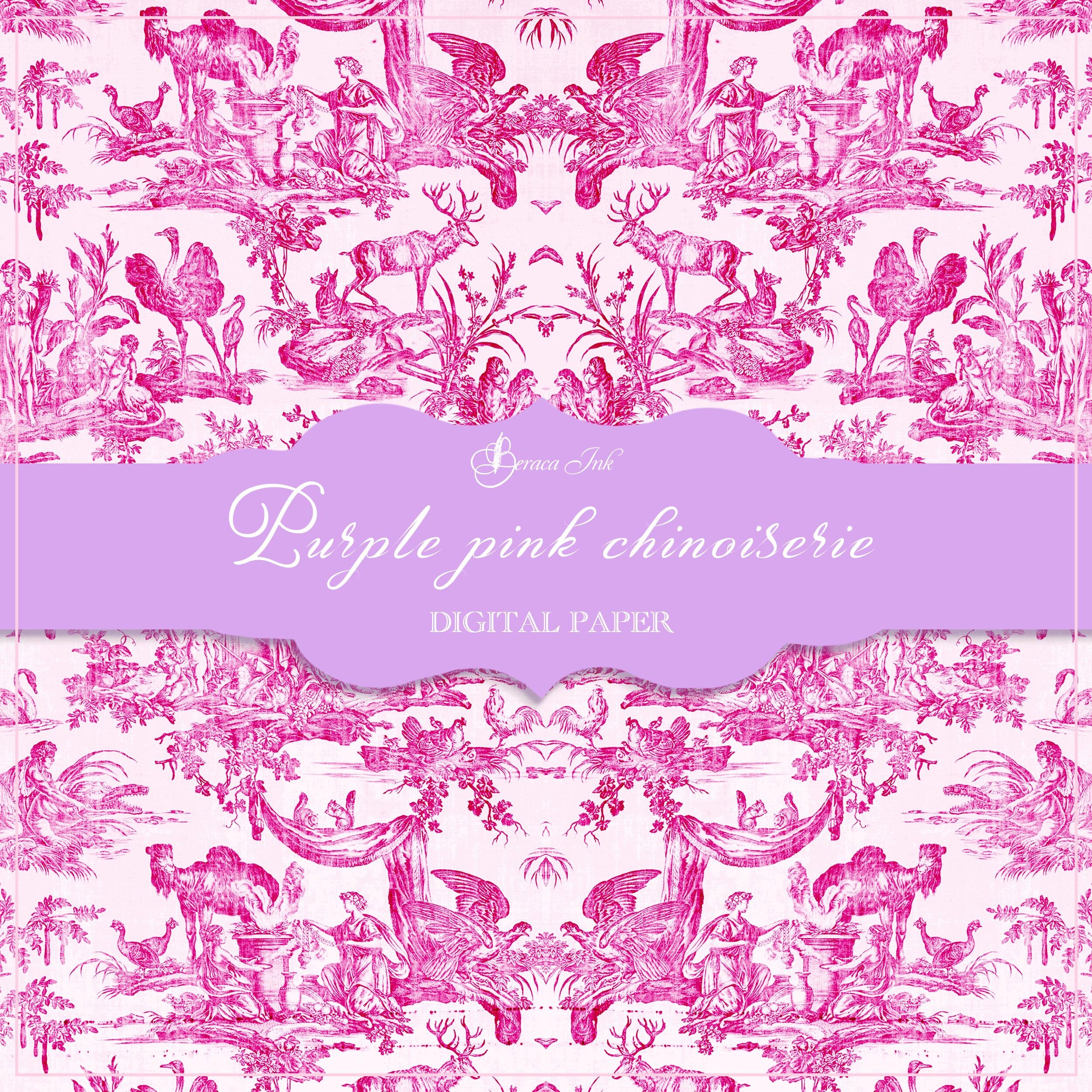 Purple Pink Chinoiserie Digital Paper, Asian Pattern, Chinese Wallpaper ...