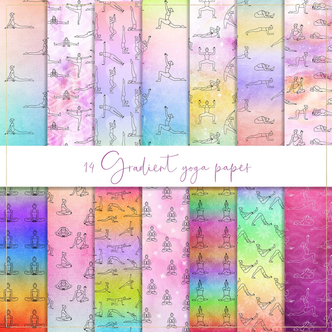 Gradient Yoga Digital Paper, Yoga Pattern, Meditation Background ...