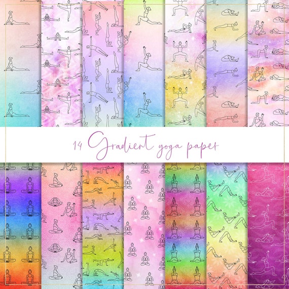 Gradient Yoga Digital Paper Yoga Pattern Meditation | Etsy