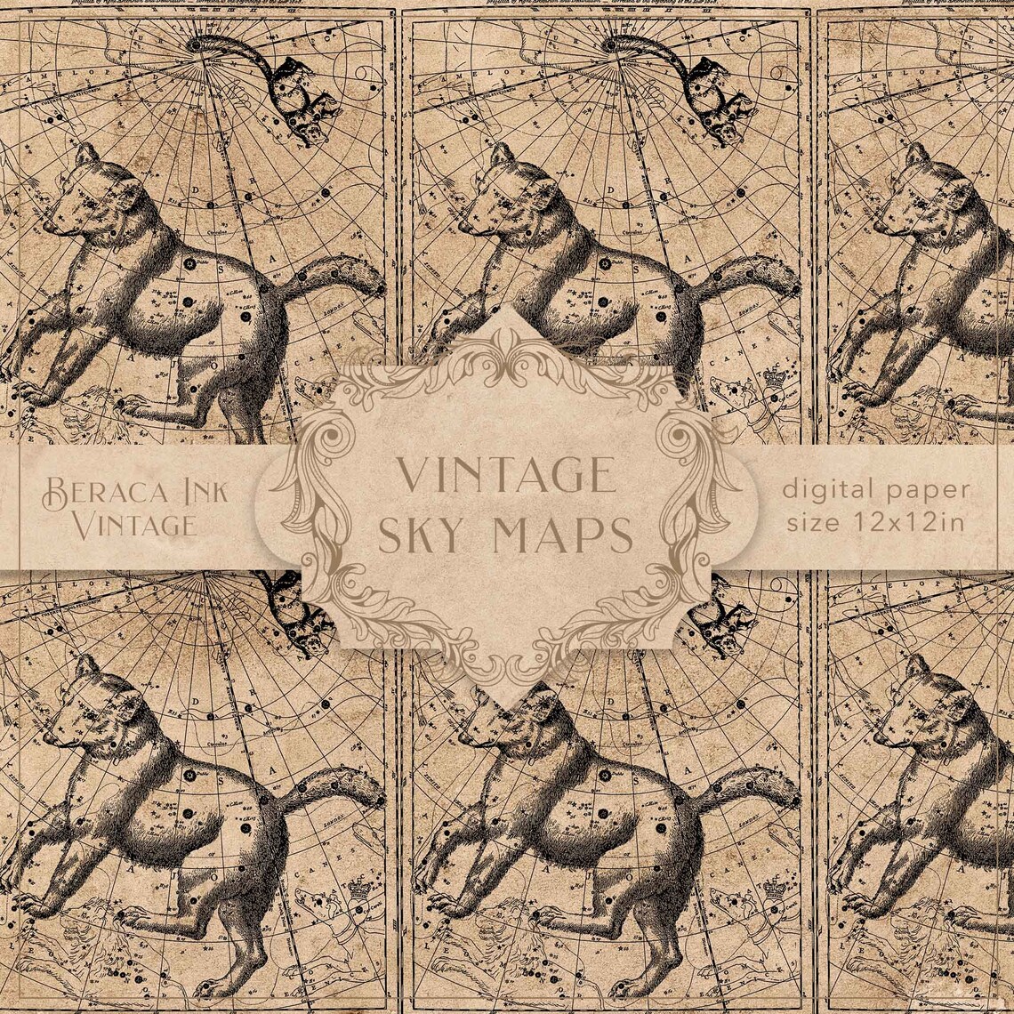 Vintage Sky Maps Digital Paper Antique Maps Junk Journal - Etsy