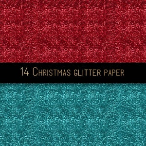 Christmas Glitter Digital Paper, Chunky Glitter Paper, Christmas ...