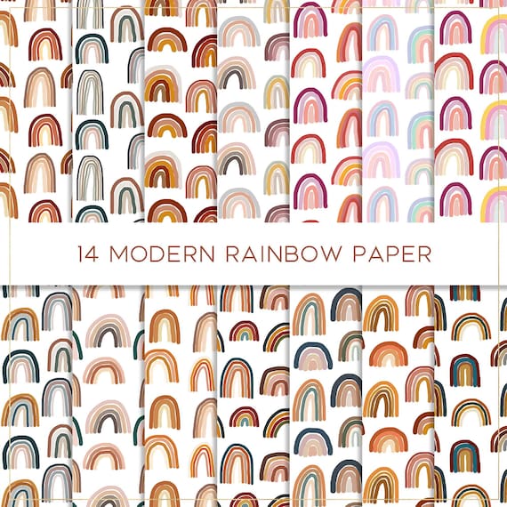 Modern rainbow digital paper rainbow seamless pattern | Etsy